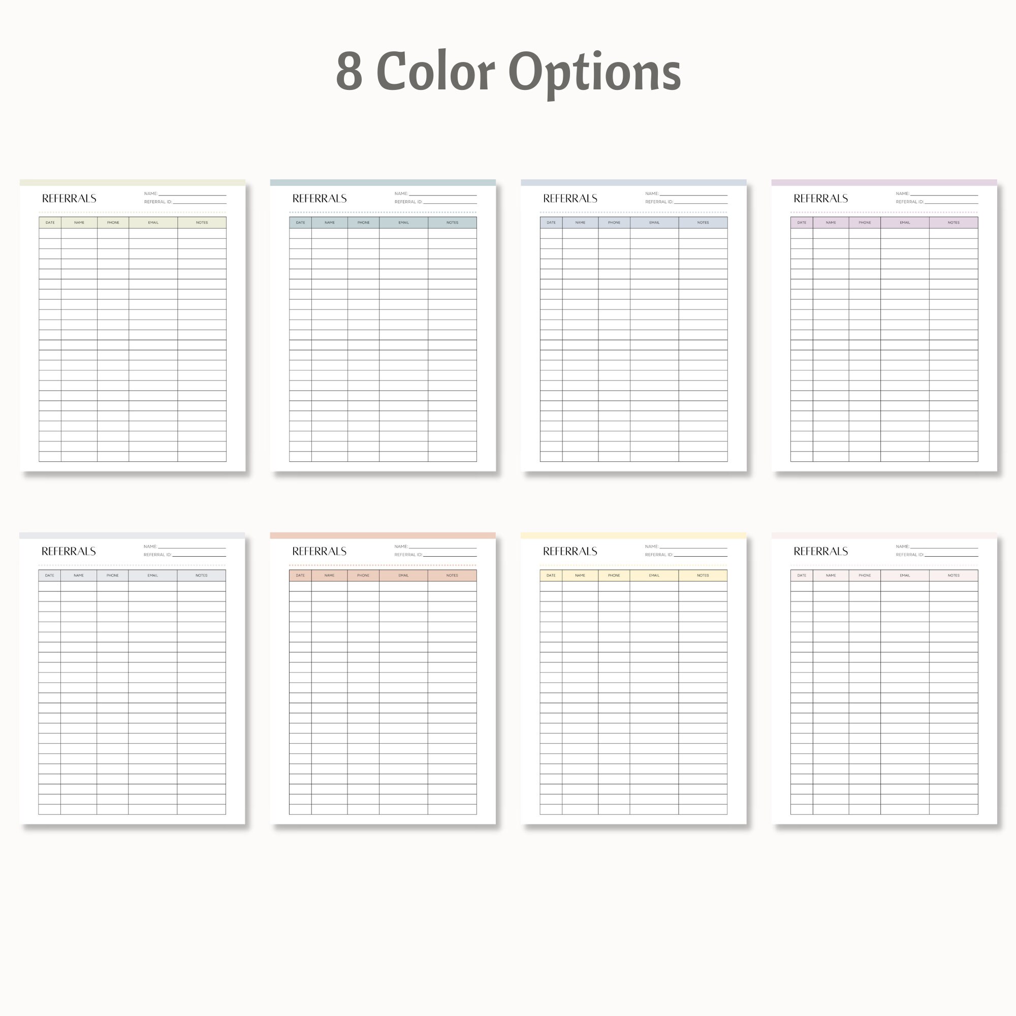Printable Referral Tracker, Referral Contacts, Medical Referral Sheet ...
