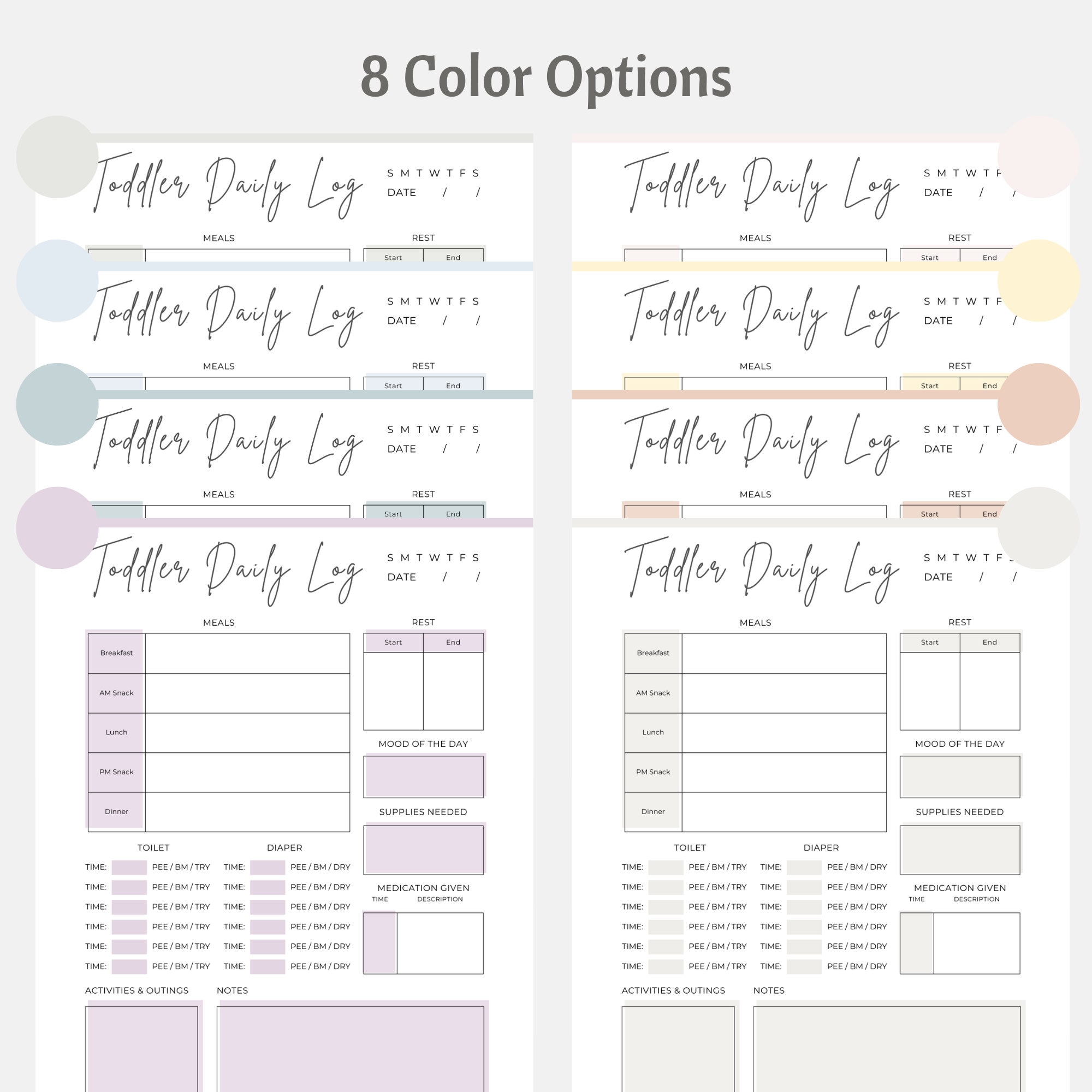 Editable Toddler Daily Report, Child Log, Toddler Meal Log, Child Care ...