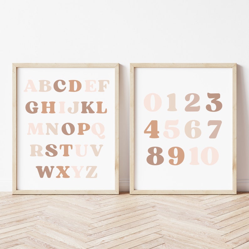 Printable Wall Art Boho Neutral Alphabet Numbers Poster Boho - Etsy