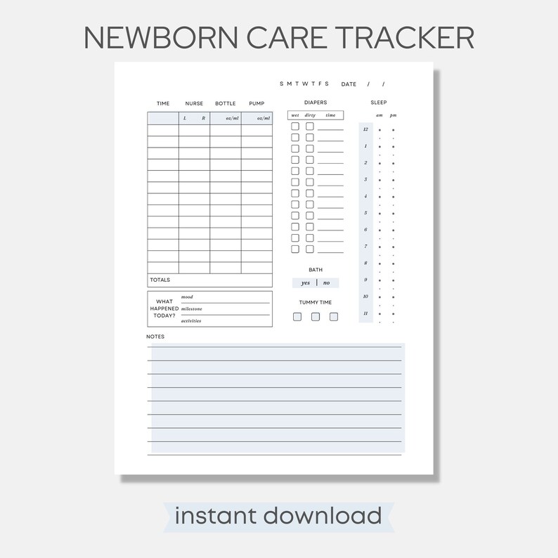 Newborn Daily Care Log, Breastfeeding Log, Baby Milestone Tracker ...