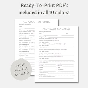 Editable All About My Child Template, Printable Daycare All About Me ...