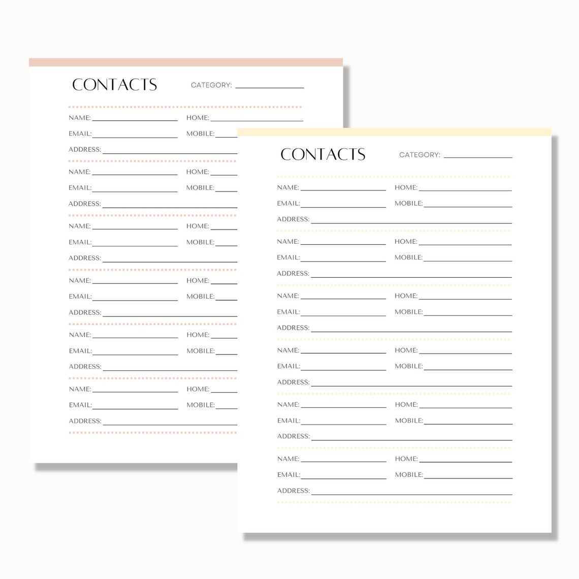 Printable Contact List Sheet, Client Contact Info, Address Book ...