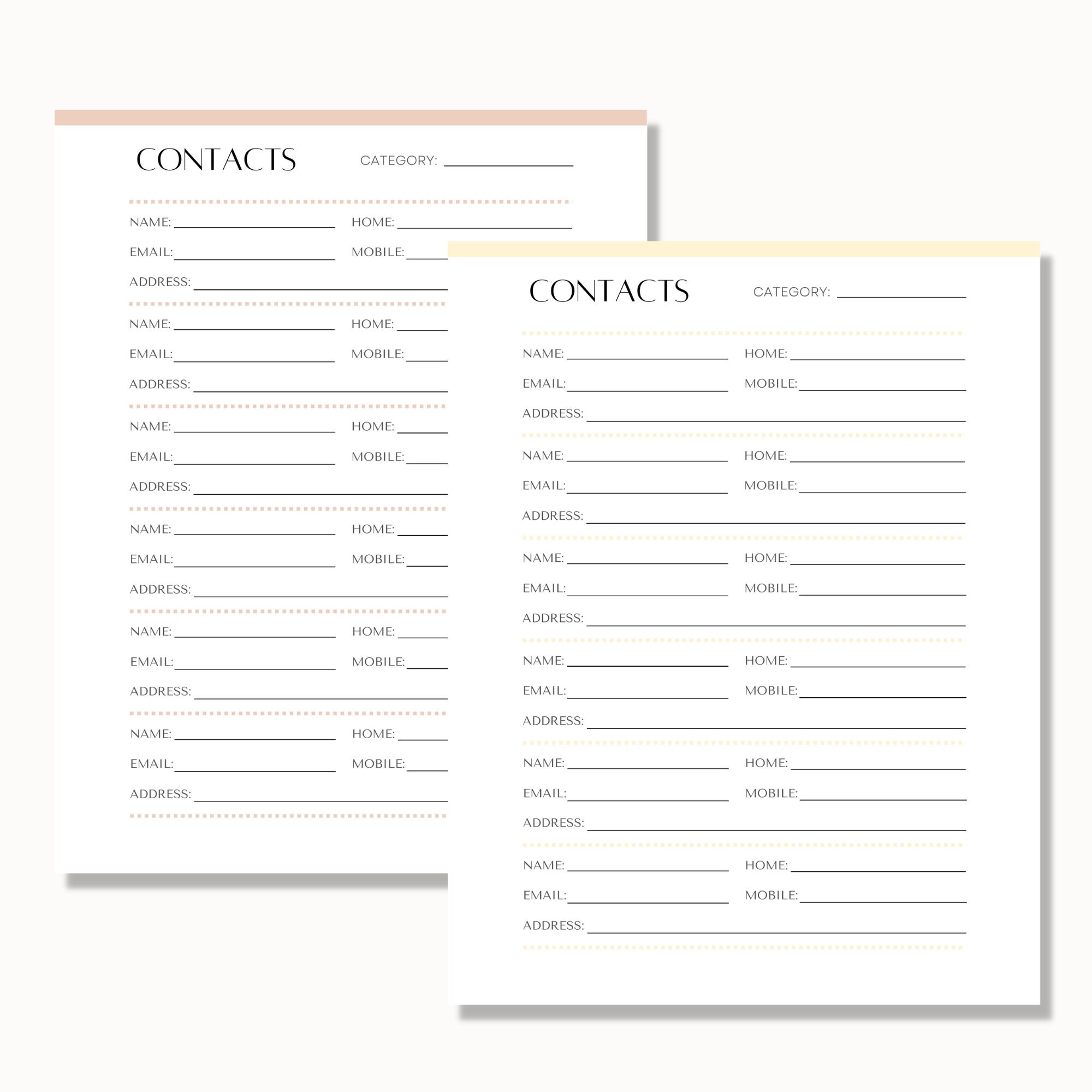 Printable Contact List Sheet, Client Contact Info, Address Book ...