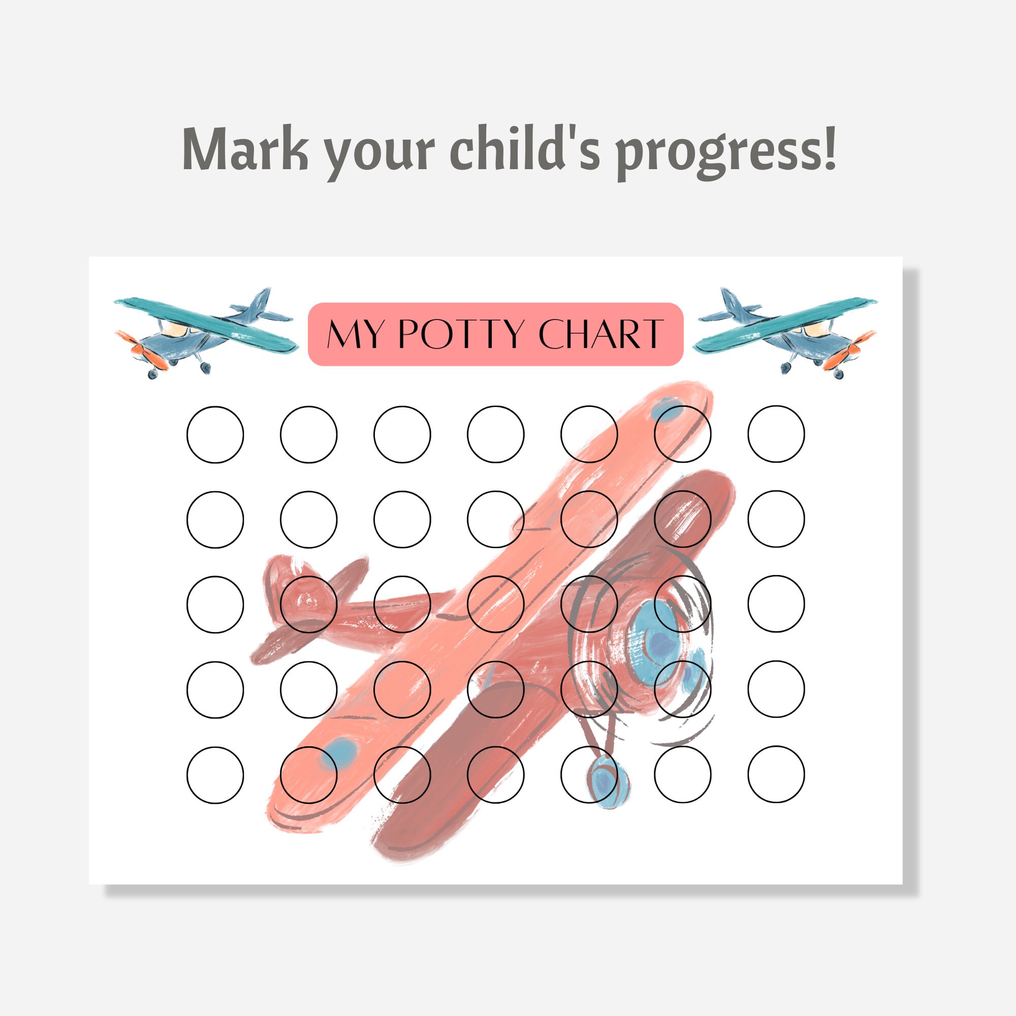 Airplane Potty Chart, Potty Training Chart, Boy Sticker Potty Chart ...