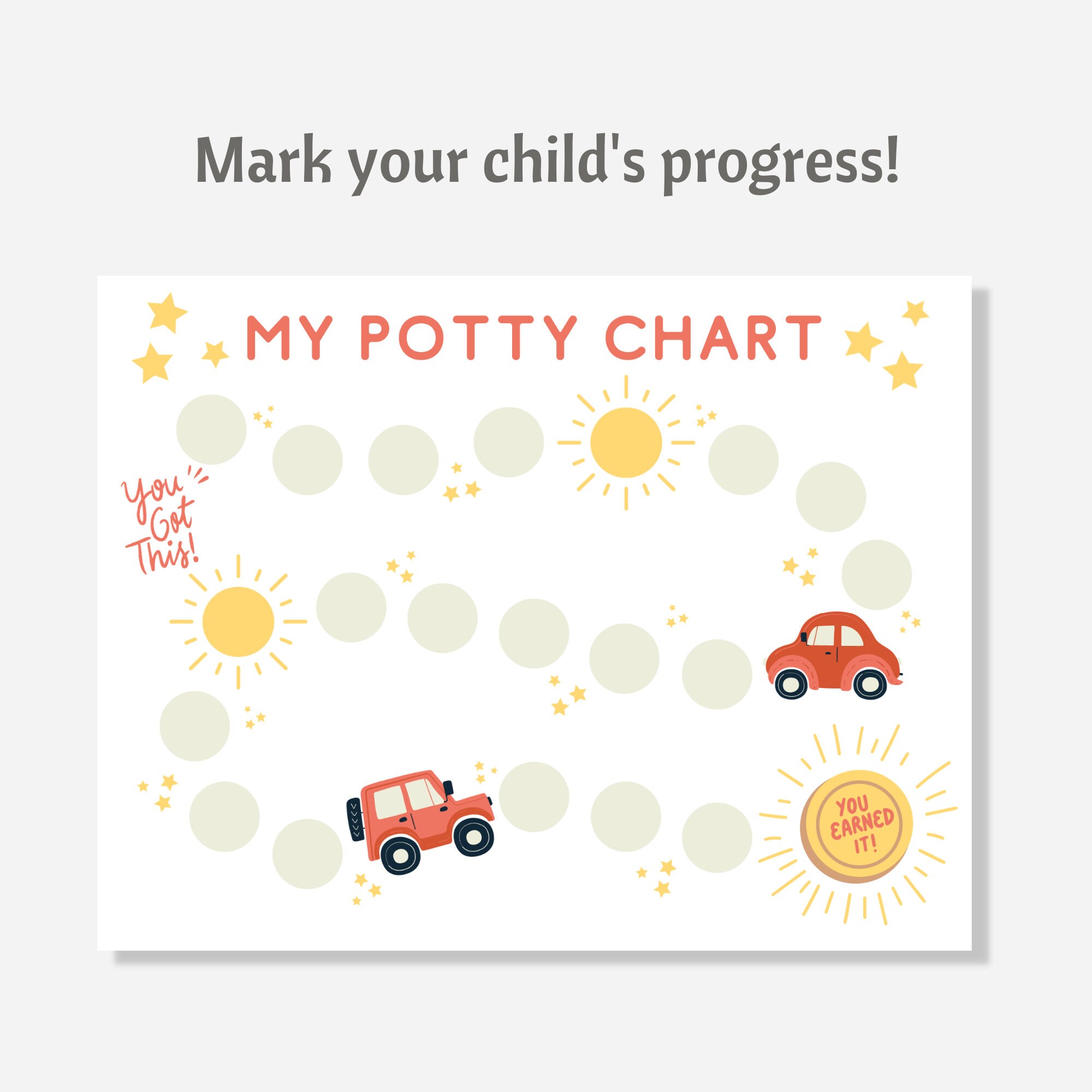 Cars Potty Chart, Potty Training Chart, Sticker Potty Chart, Toddler ...