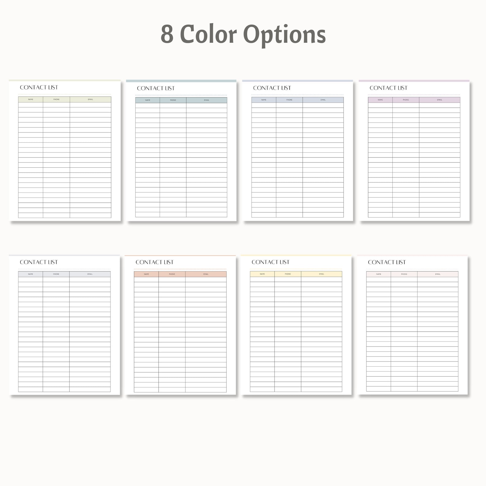 Printable Contact List, Contact List Sheet, Phone Number List, Contacts ...
