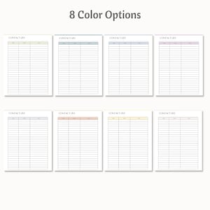 Printable Contact List, Contact List Sheet, Phone Number List, Contacts ...
