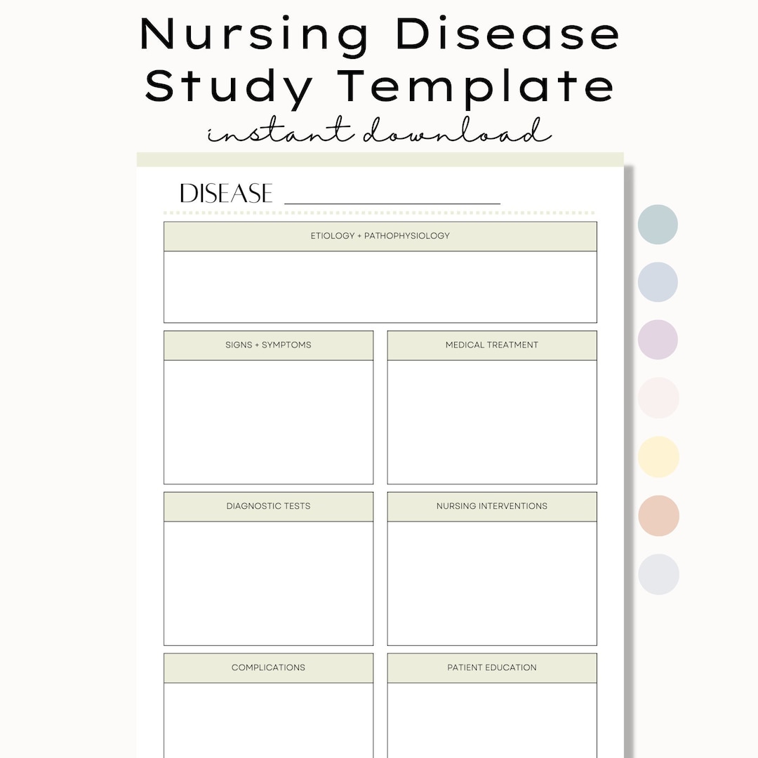 Printable Nursing Student Disease Template, Pathophysiology Nursing ...