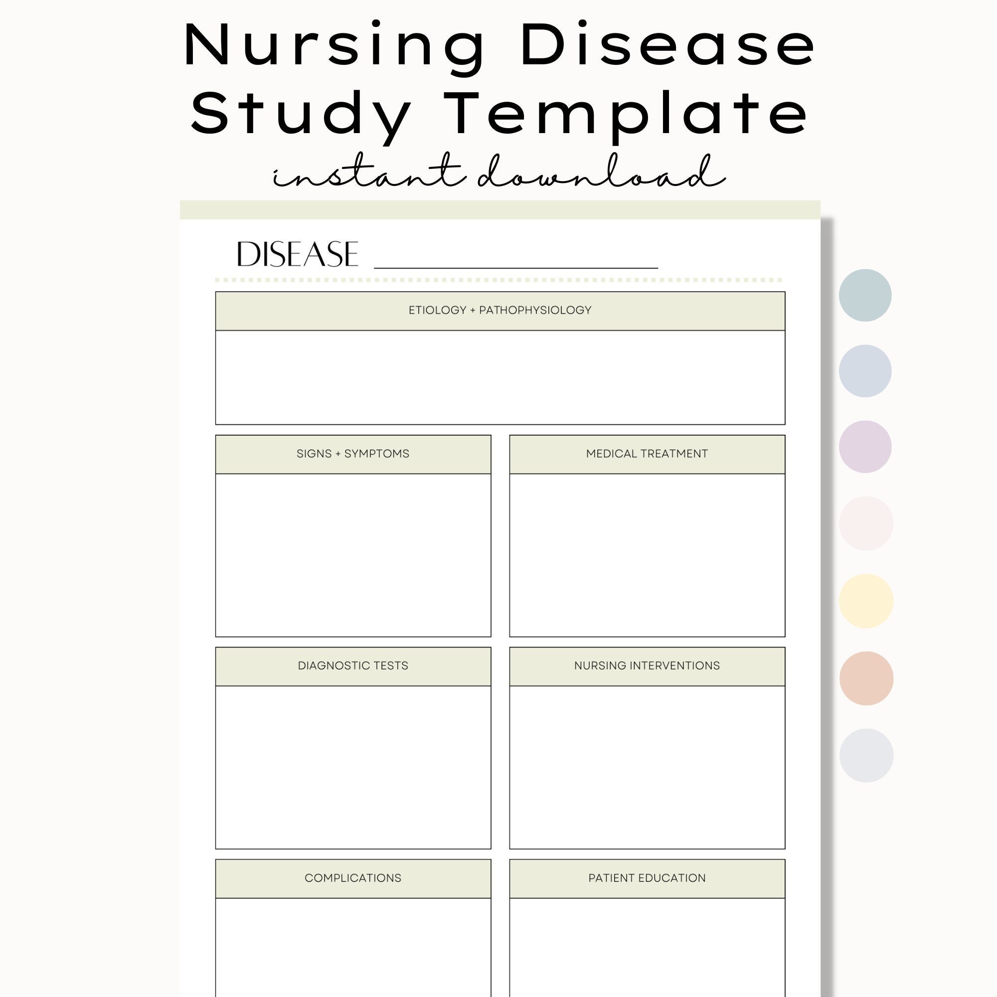 Printable Nursing Student Disease Template, Pathophysiology Nursing ...