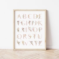 Set of 2 Wildflowers Alphabet Numbers Poster, Floral Alphabet Print ...