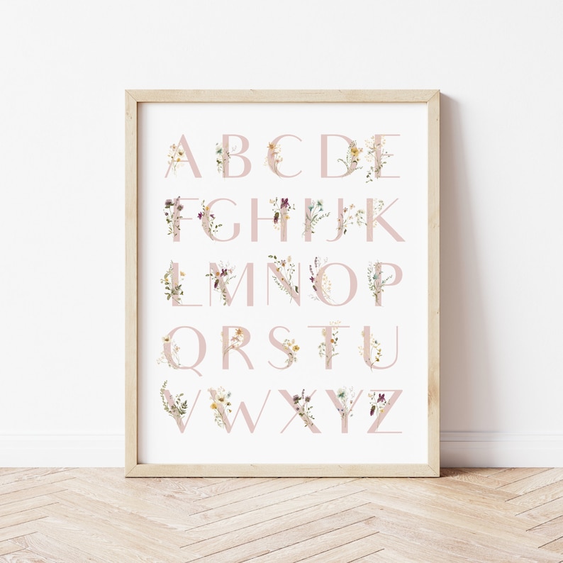 Floral Alphabet Poster, Wildflower Alphabet Poster, Printable Floral ...