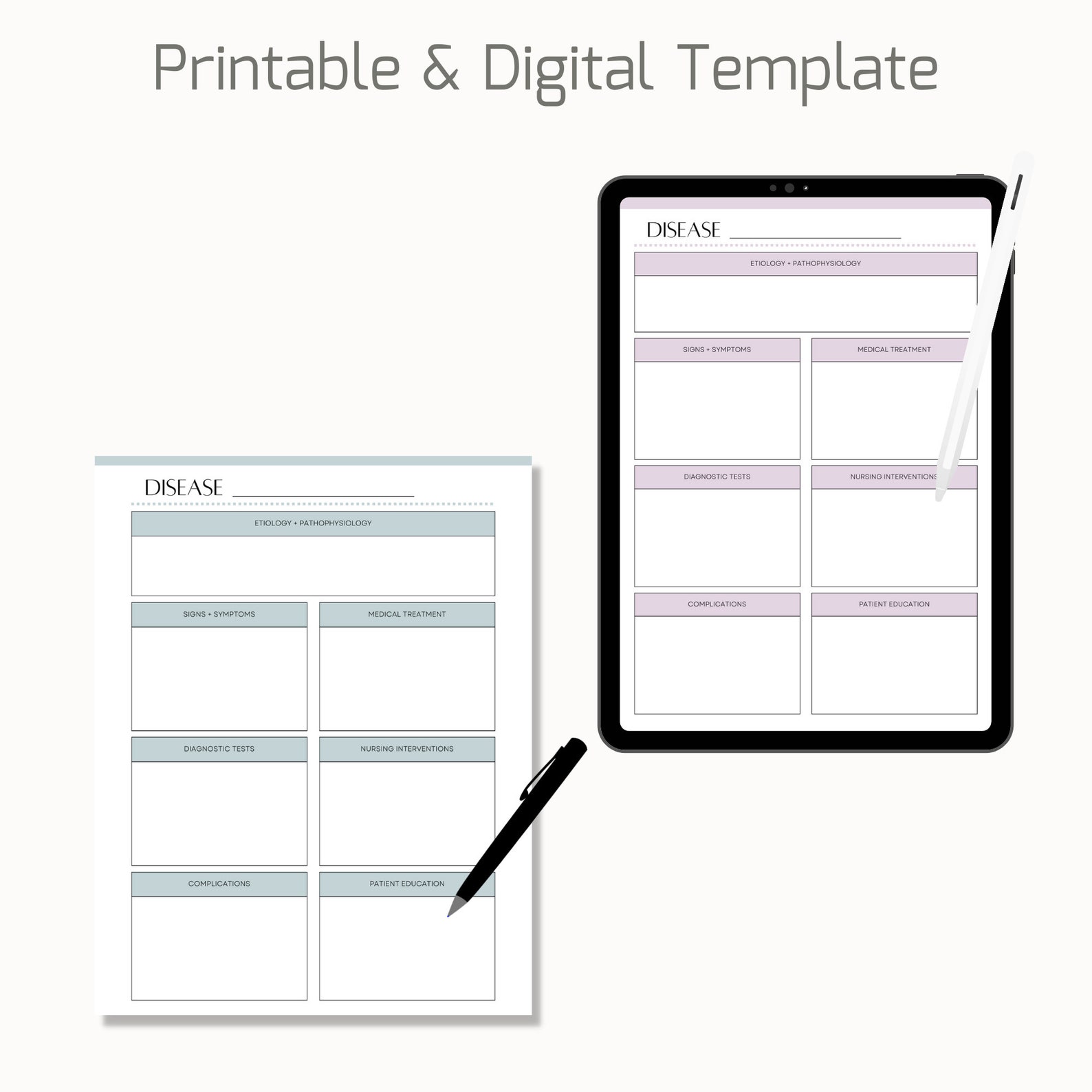 Printable Nursing Student Disease Template, Pathophysiology Nursing ...