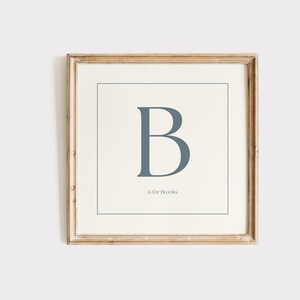 Custom Vintage Style Initial Print, Boy Name Square Print, Baby Girl ...