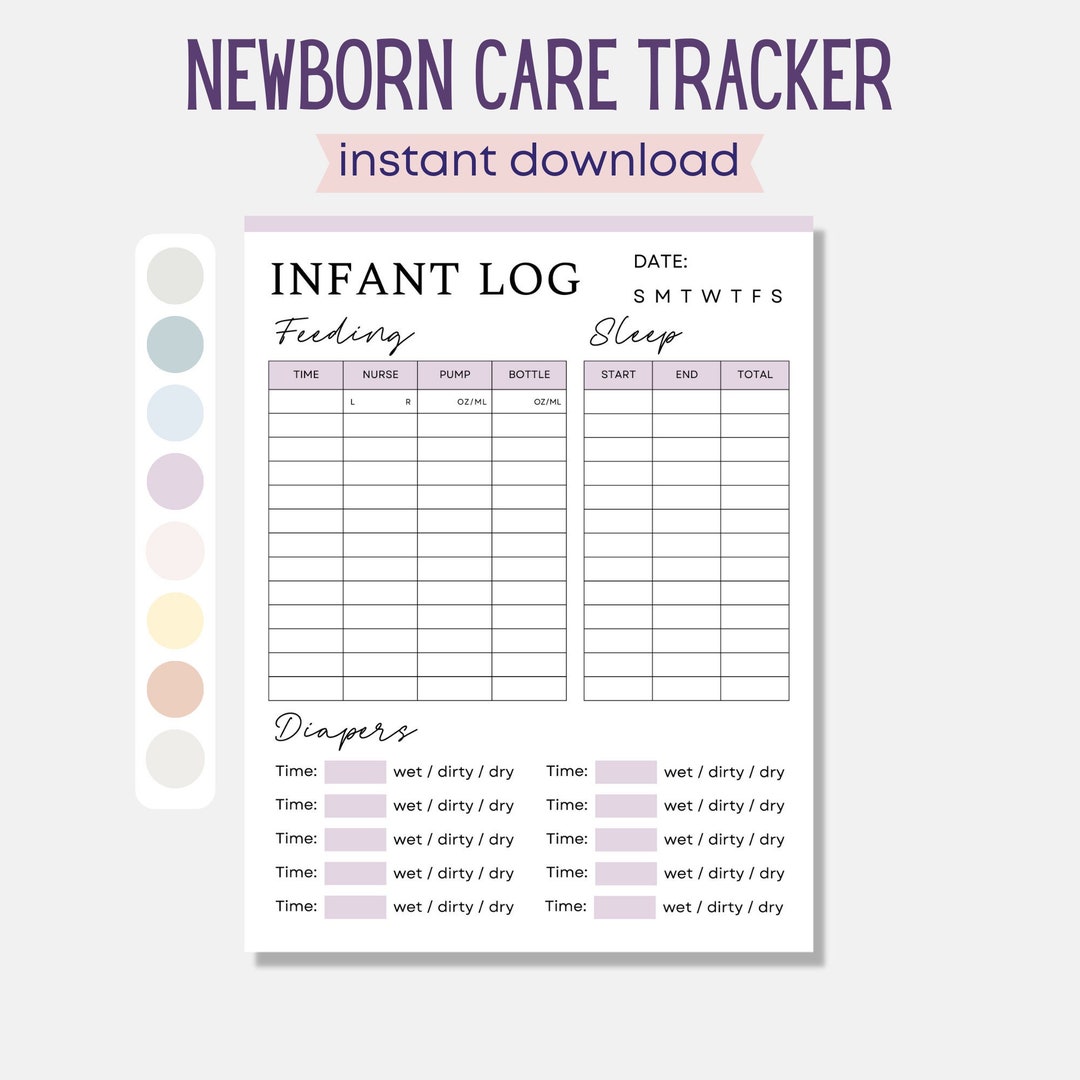 Newborn Daily Care Log, Infant Log, Breastfeeding Log, Postpartum Baby ...