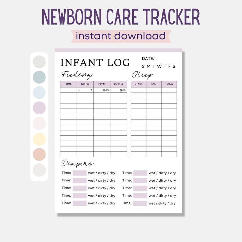 Newborn Daily Care Log, Infant Log, Breastfeeding Log, Postpartum Baby ...