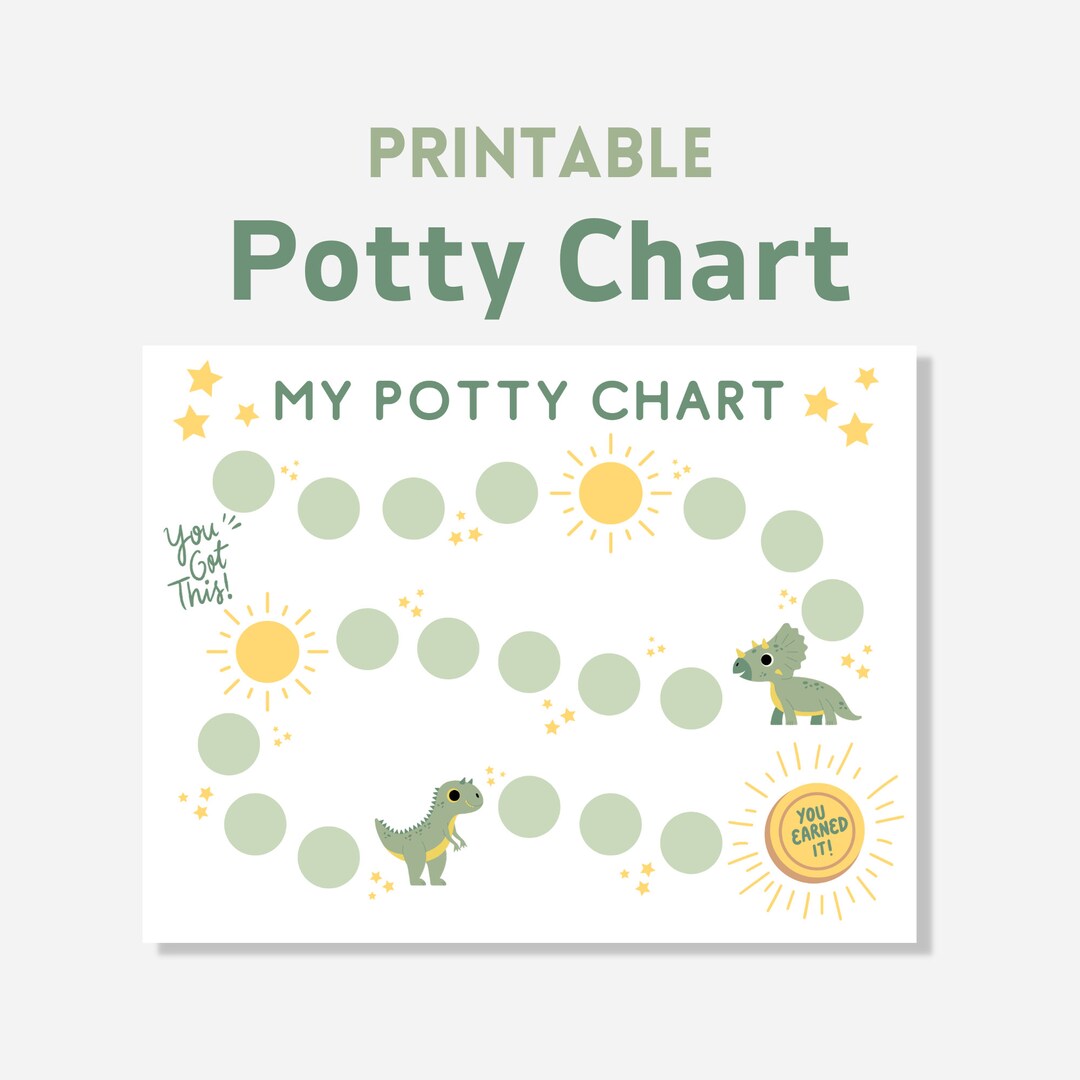 Dinosaur Potty Chart, Potty Training Chart, Sticker Potty Chart ...