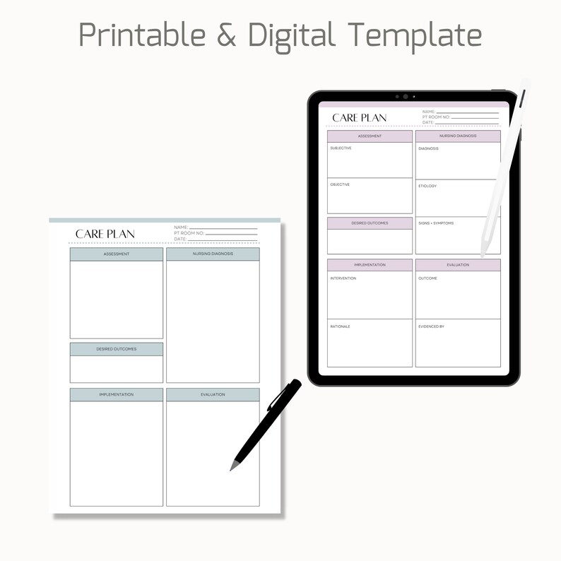 Printable Nursing Care Plan Nurse Care Plan Template Nursing - Etsy