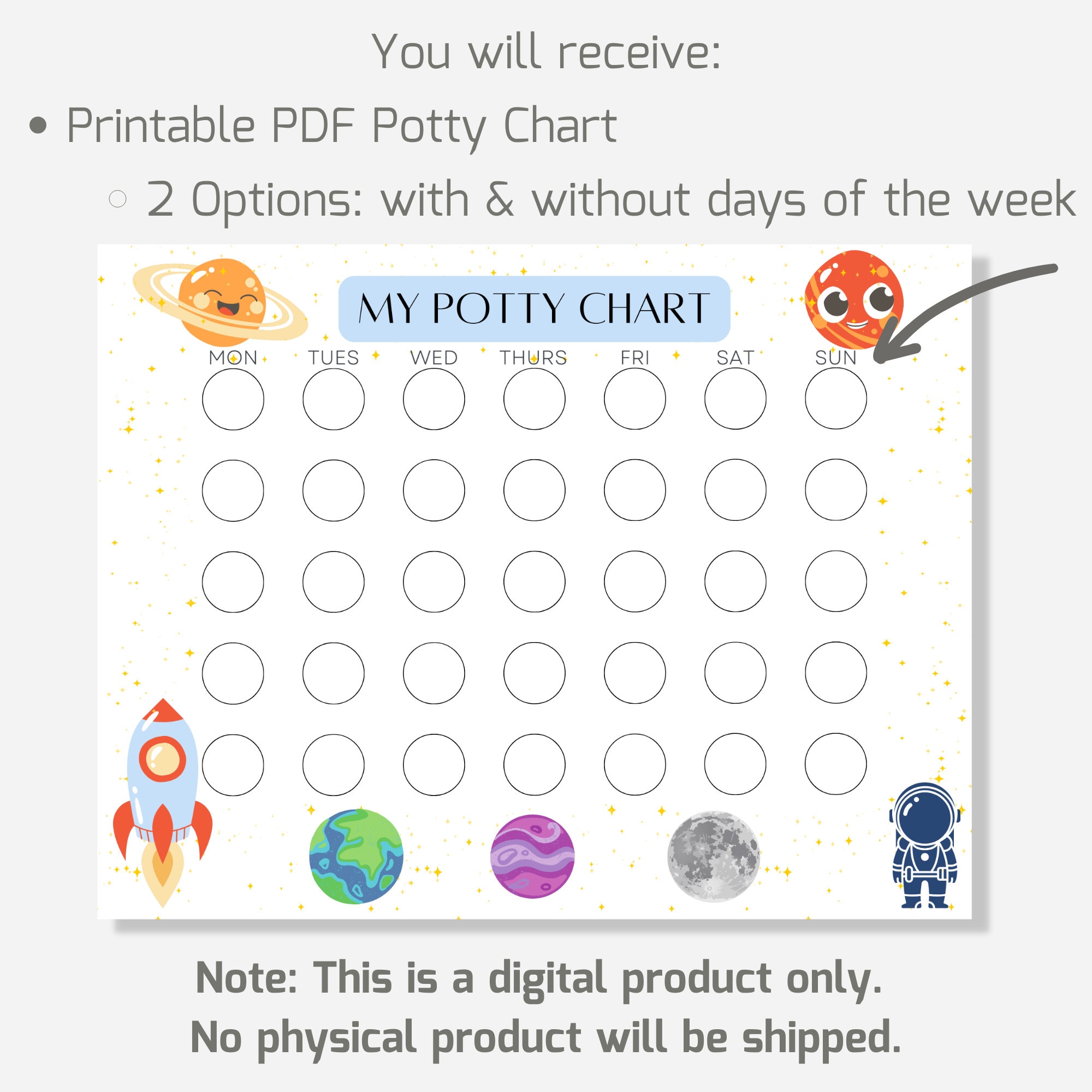 Space Potty Chart, Astronaut Potty Training Chart, Sticker Potty Chart ...