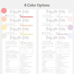 Editable Babysitter Information Sheet, Printable Babysitter Planner ...
