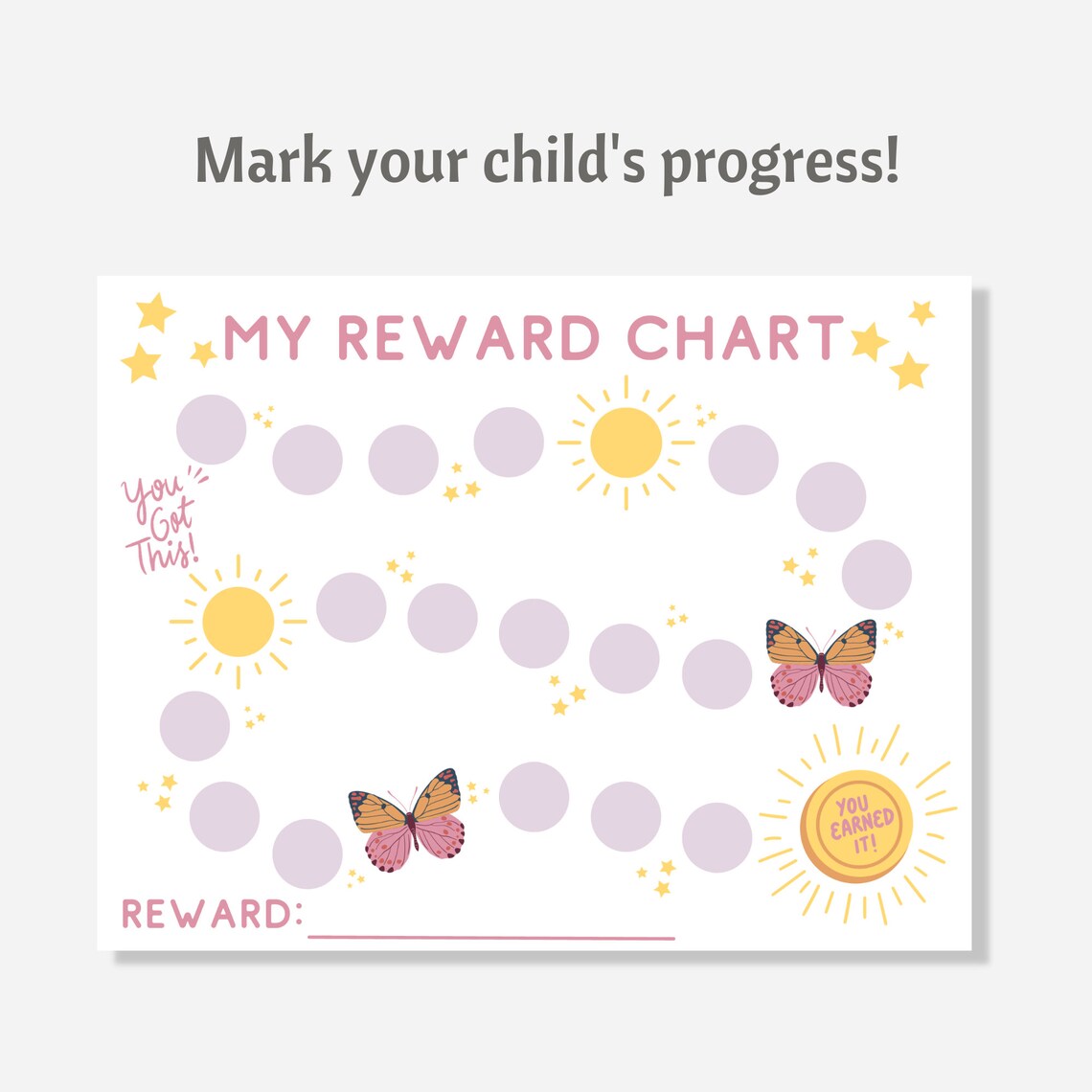 Boho Butterfly Reward Chart, Printable Sticker Chart, Toddler Reward ...