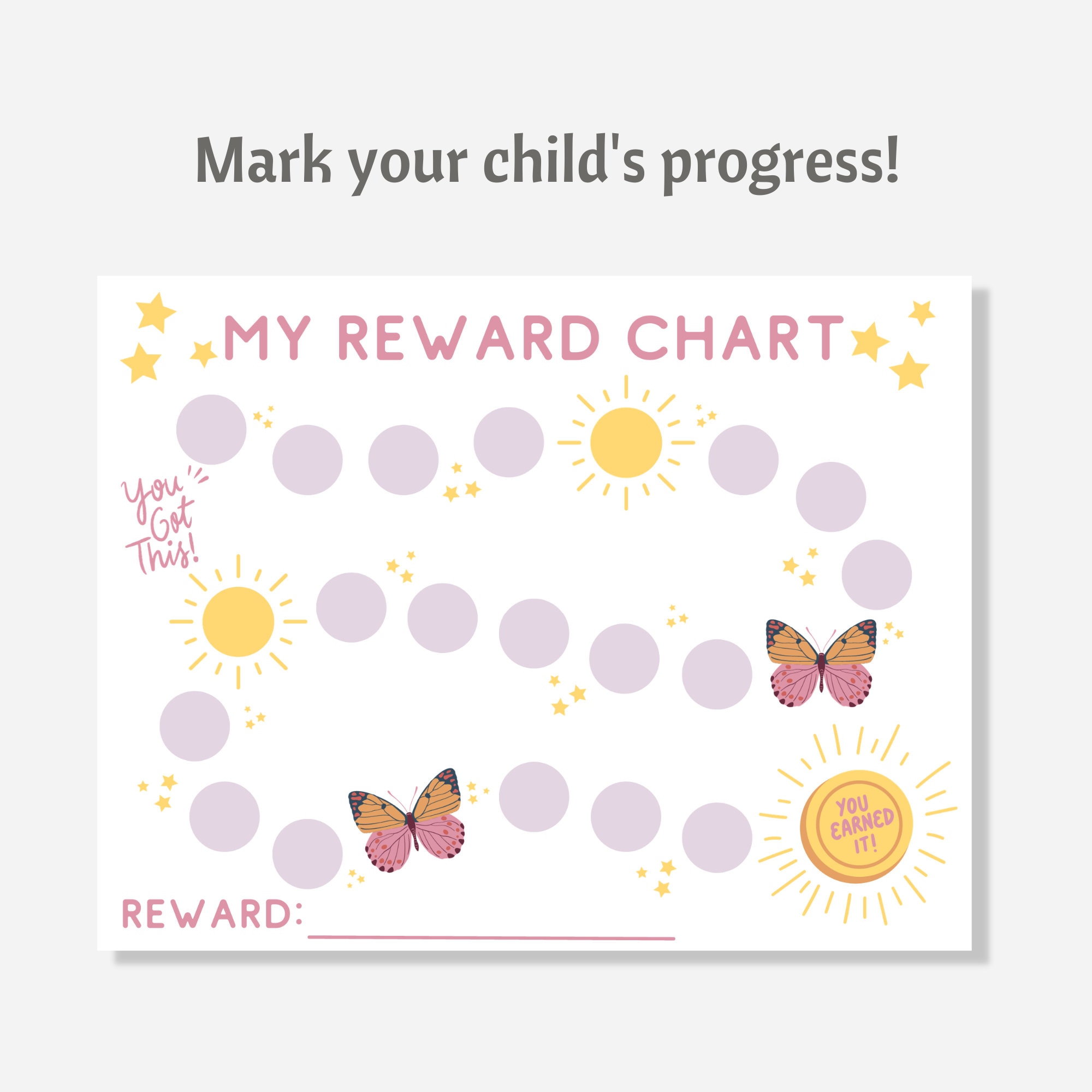 Boho Butterfly Reward Chart, Printable Sticker Chart, Toddler Reward ...