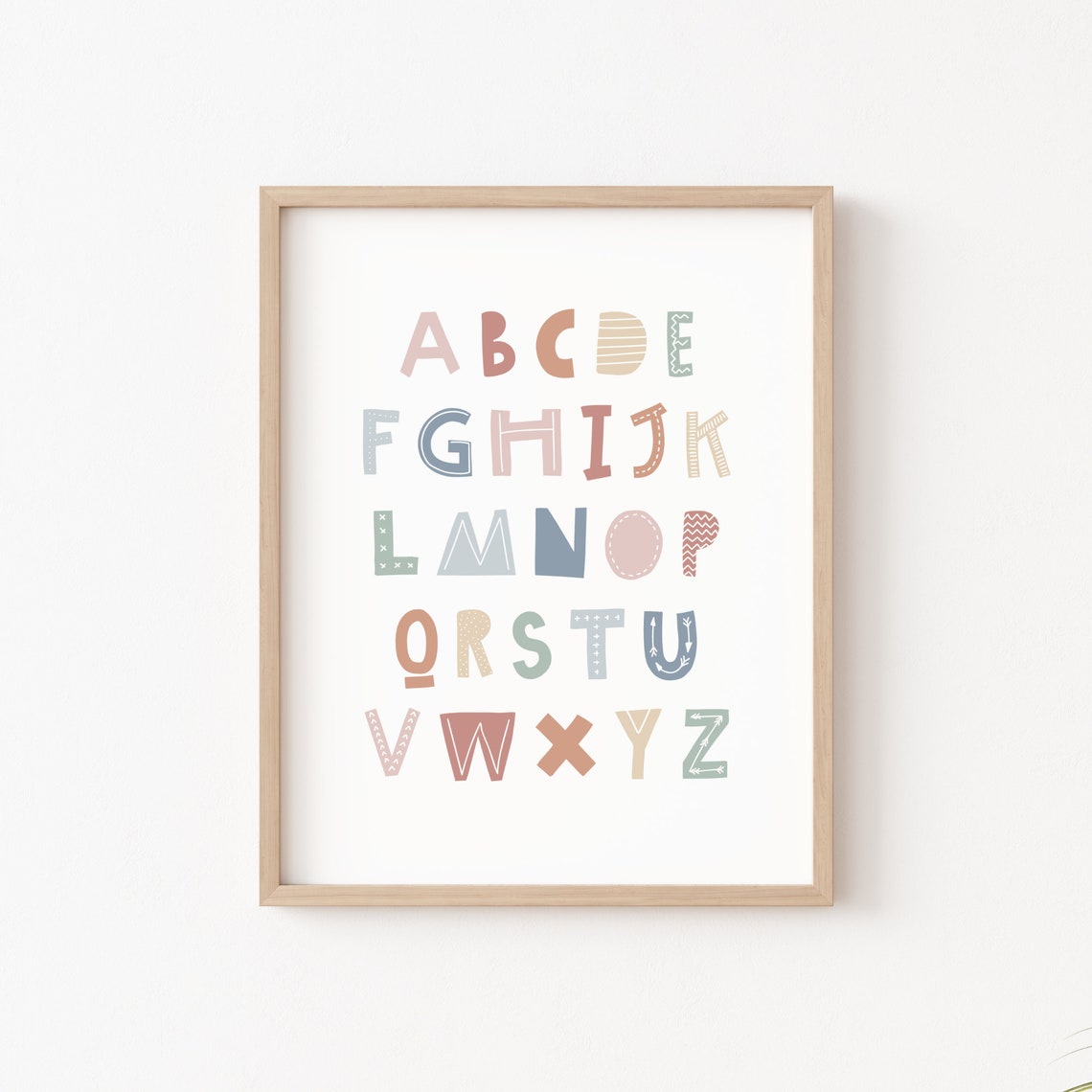 Set of 2 Rainbow Alphabet Numbers Poster Colorful Funky - Etsy