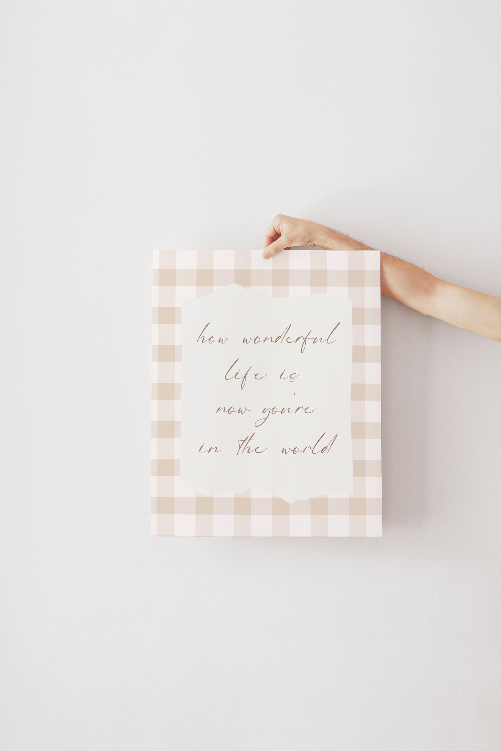 How Wonderful Life is Now You're in the World Print, Baby Boy Nursery ...