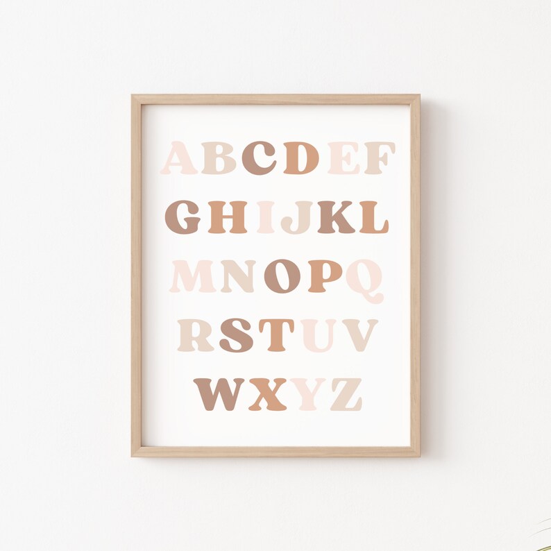 Printable Wall Art Boho Neutral Alphabet Numbers Poster Boho - Etsy