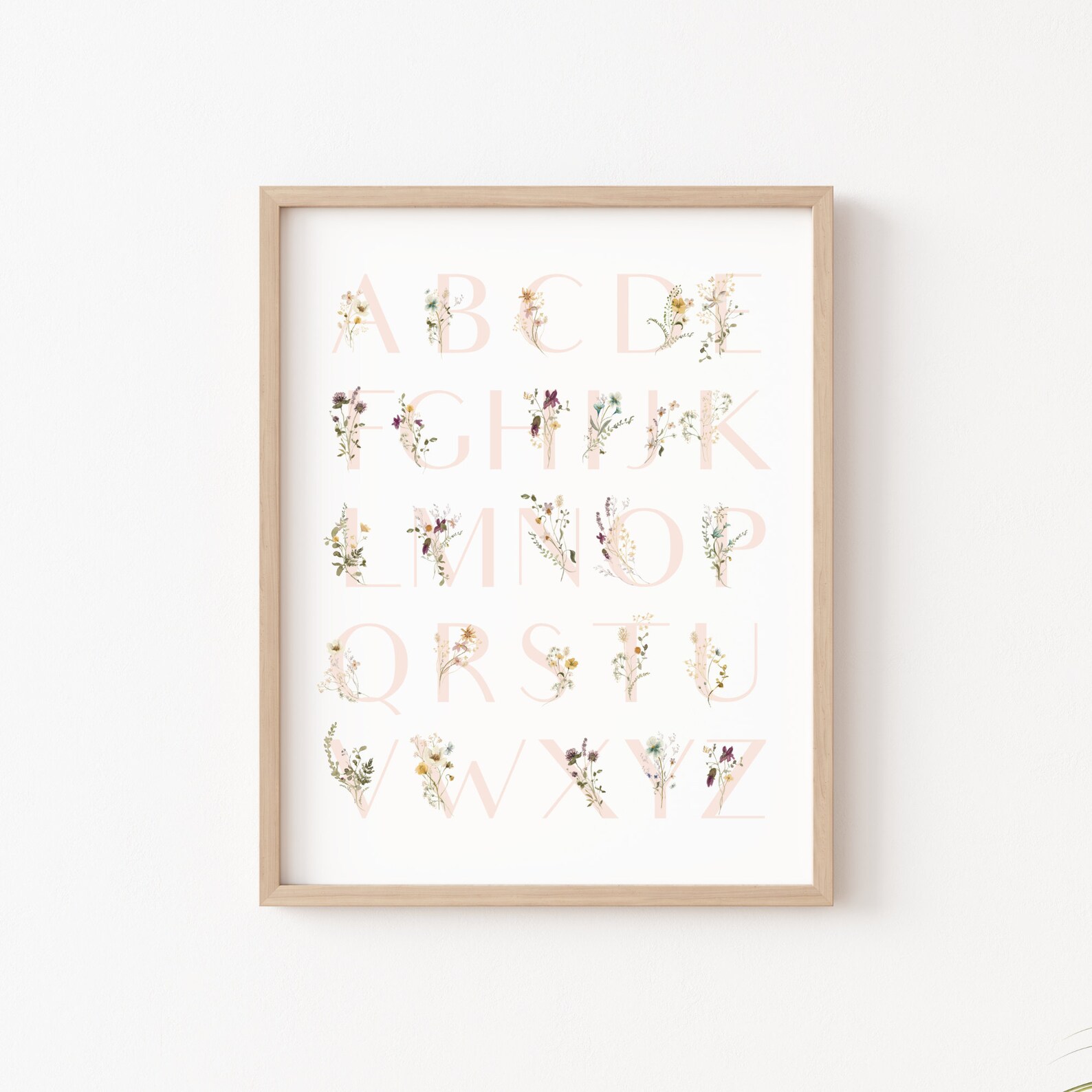 Set of 2 Wildflowers Alphabet Numbers Poster, Floral Alphabet Print ...