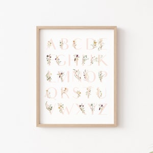 Set of 2 Wildflowers Alphabet Numbers Poster, Floral Alphabet Print ...