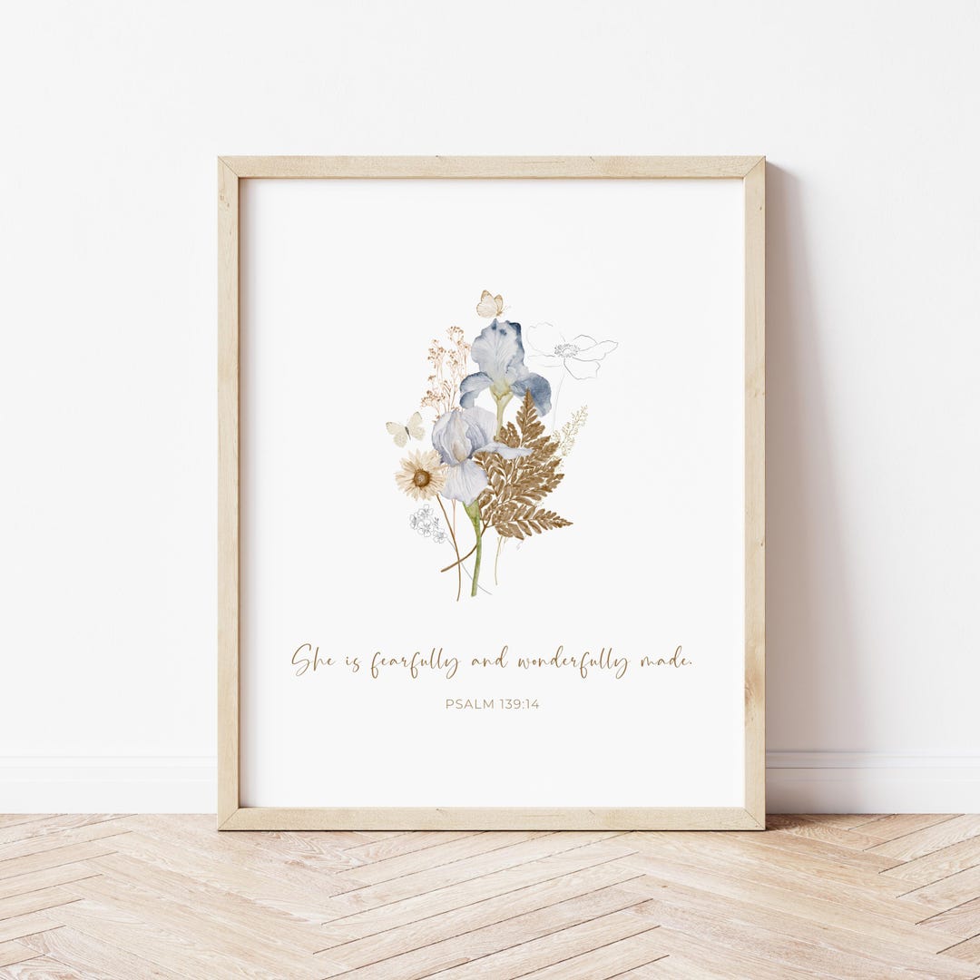 She is Fearfully and Wonderfully Made Print, Pslam 139:14 Girls Room ...