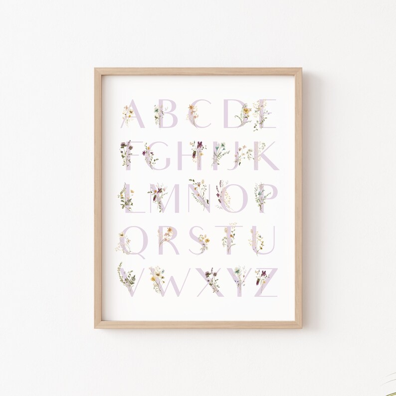 Wildflower Alphabet Poster, Floral Alphabet Print, Printable ...