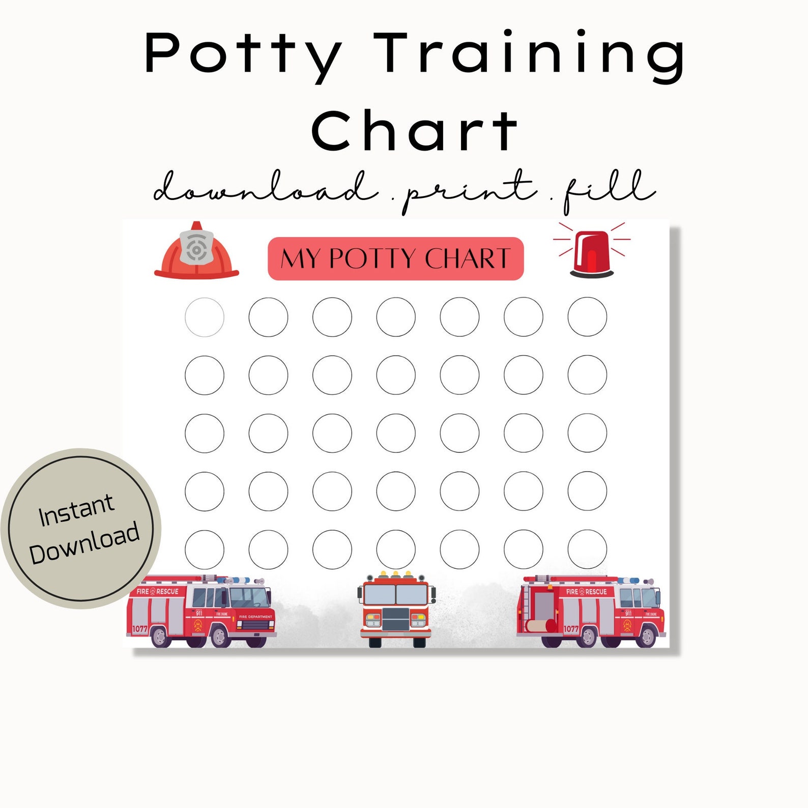 Fire Truck Potty Chart Potty Training Chart Sticker Potty - Etsy