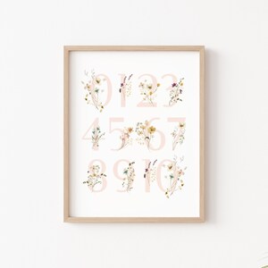 Set of 2 Wildflowers Alphabet Numbers Poster, Floral Alphabet Print ...