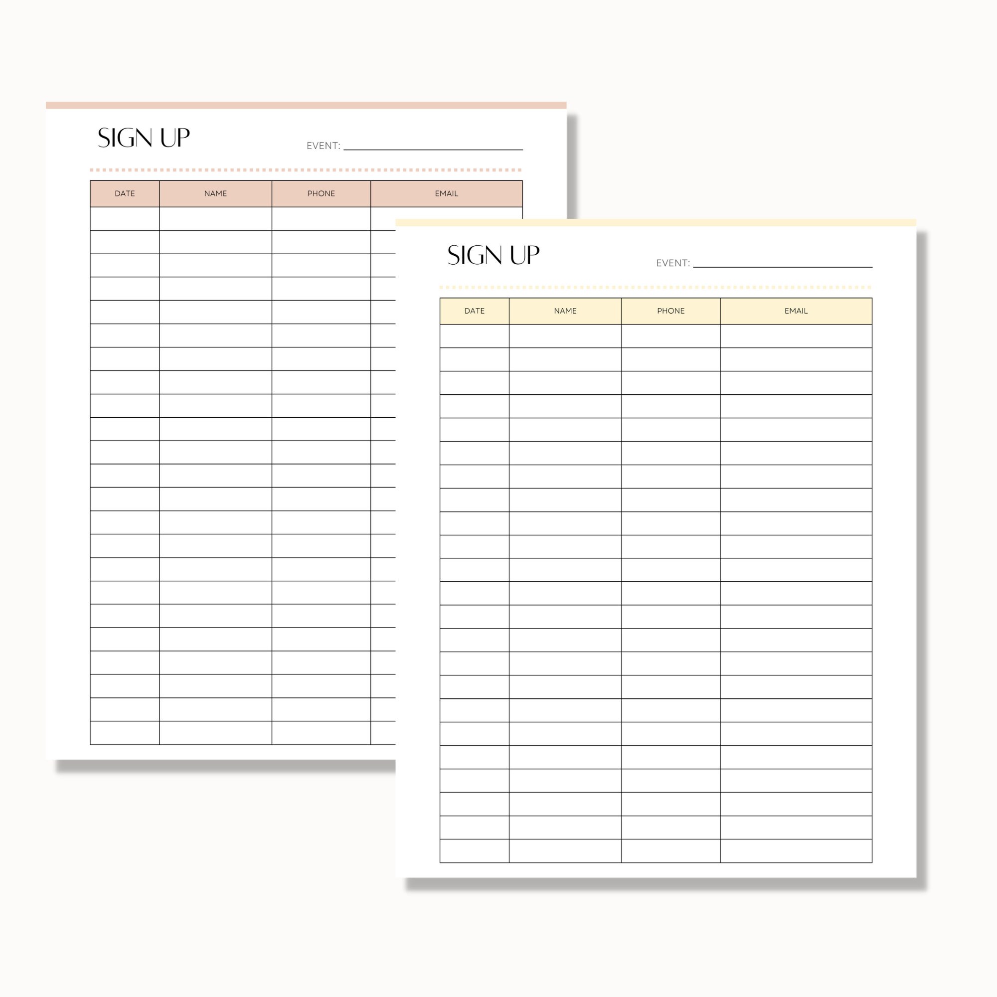 Printable Sign up Sheet, Contact Sheet, Event Sign up Form, Party Sign ...