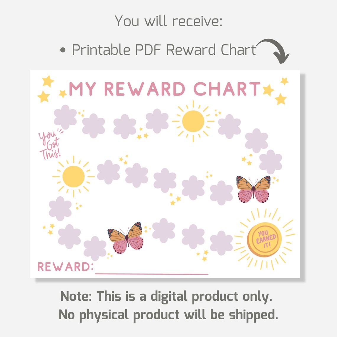 Boho Butterfly Reward Chart Printable Sticker Chart Toddler - Etsy