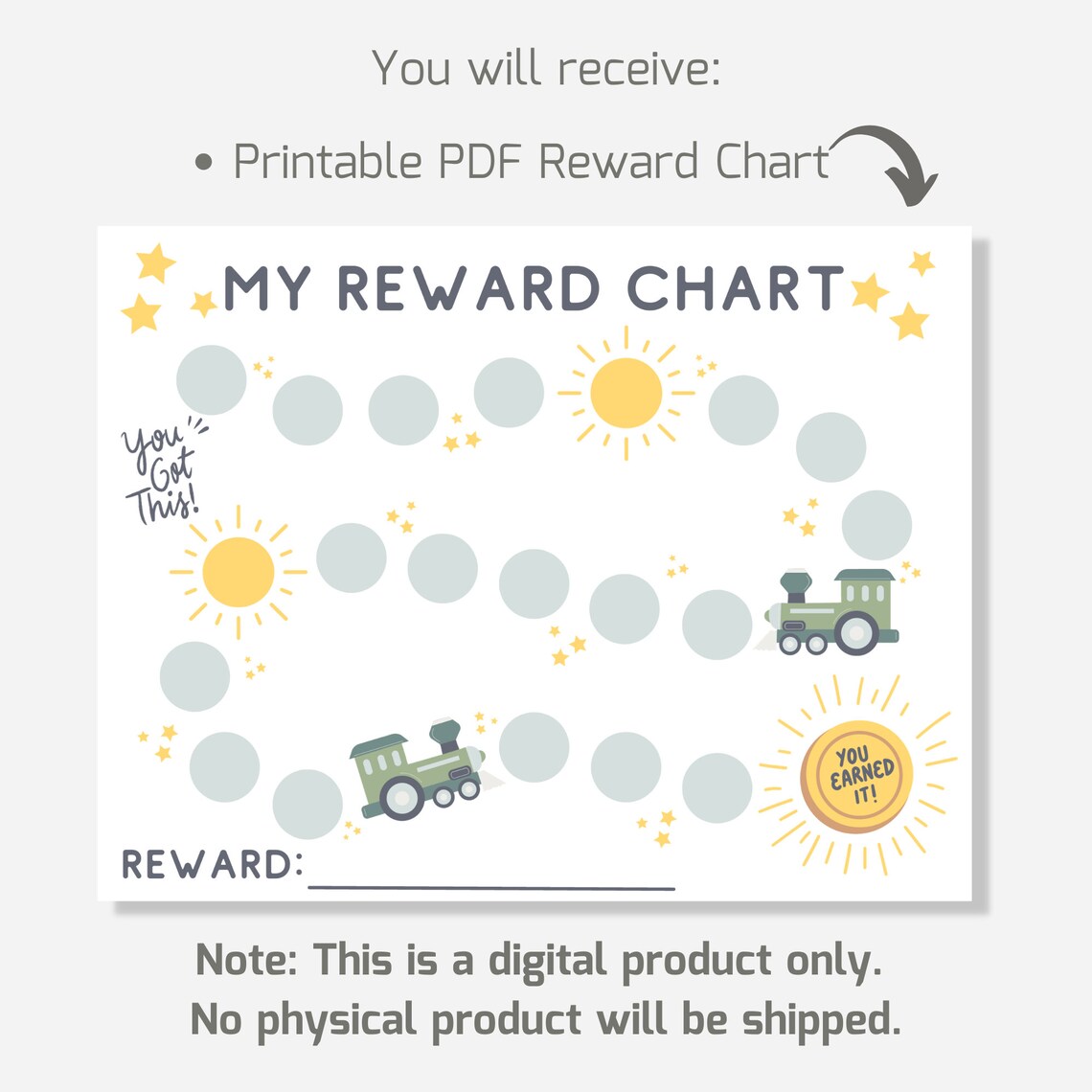 Train Reward Chart Printable Sticker Chart Toddler Reward - Etsy