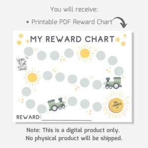Train Reward Chart, Printable Sticker Chart, Toddler Reward Chart ...