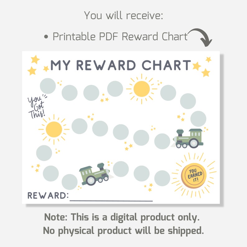 Train Reward Chart Printable Sticker Chart Toddler Reward - Etsy