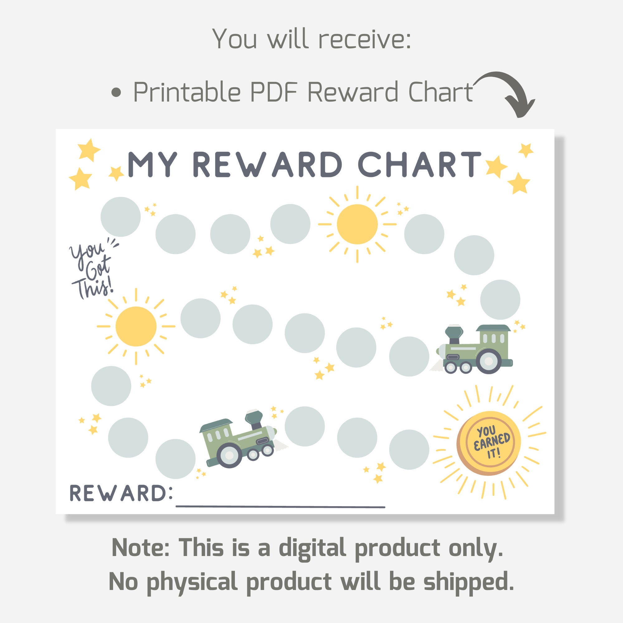 Train Reward Chart Printable Sticker Chart Toddler Reward - Etsy