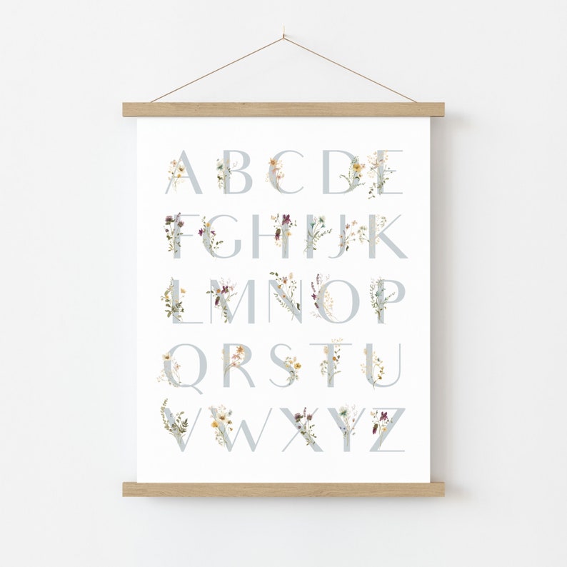 Wildflower Alphabet Poster, Floral Alphabet Print, Printable ...