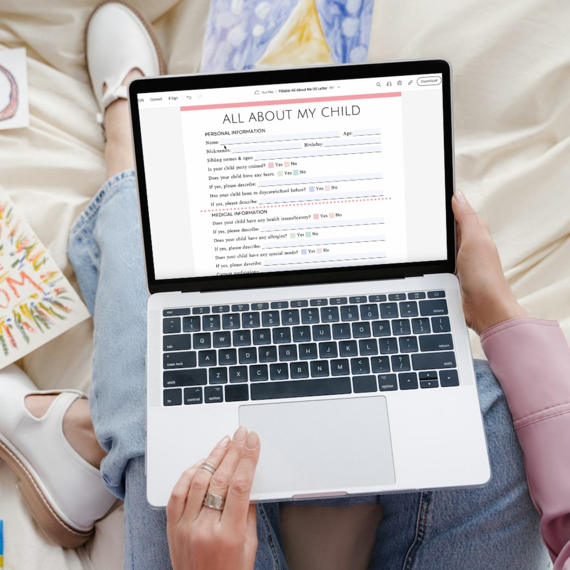 Child Info Sheet Printable, Fillable Daycare All About Me Form ...