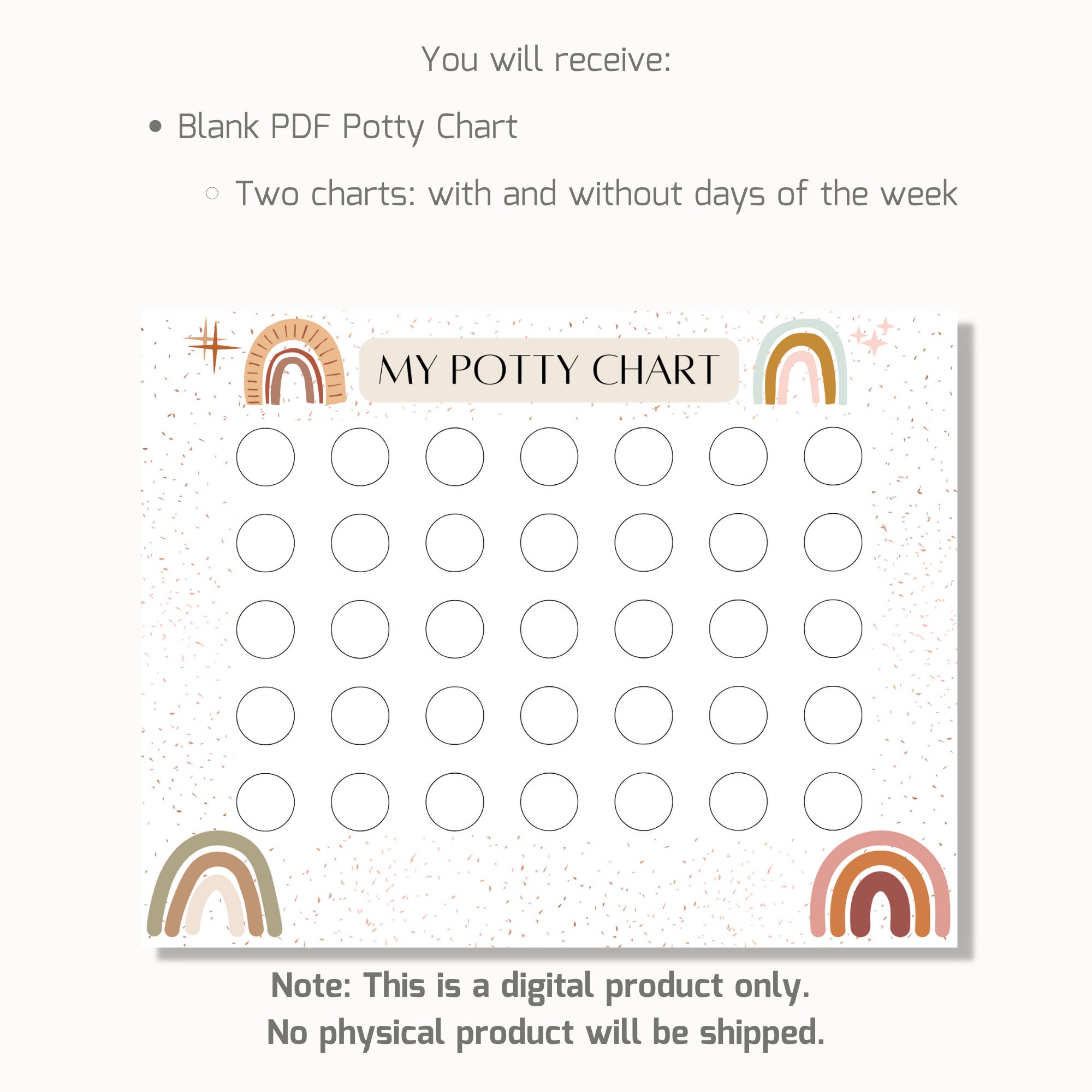 Boho Rainbow Potty Chart Potty Training Chart Sticker Potty - Etsy