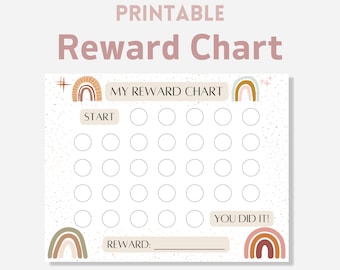 Boho Rainbow Reward Chart, Printable Sticker Chart, Toddler Reward ...
