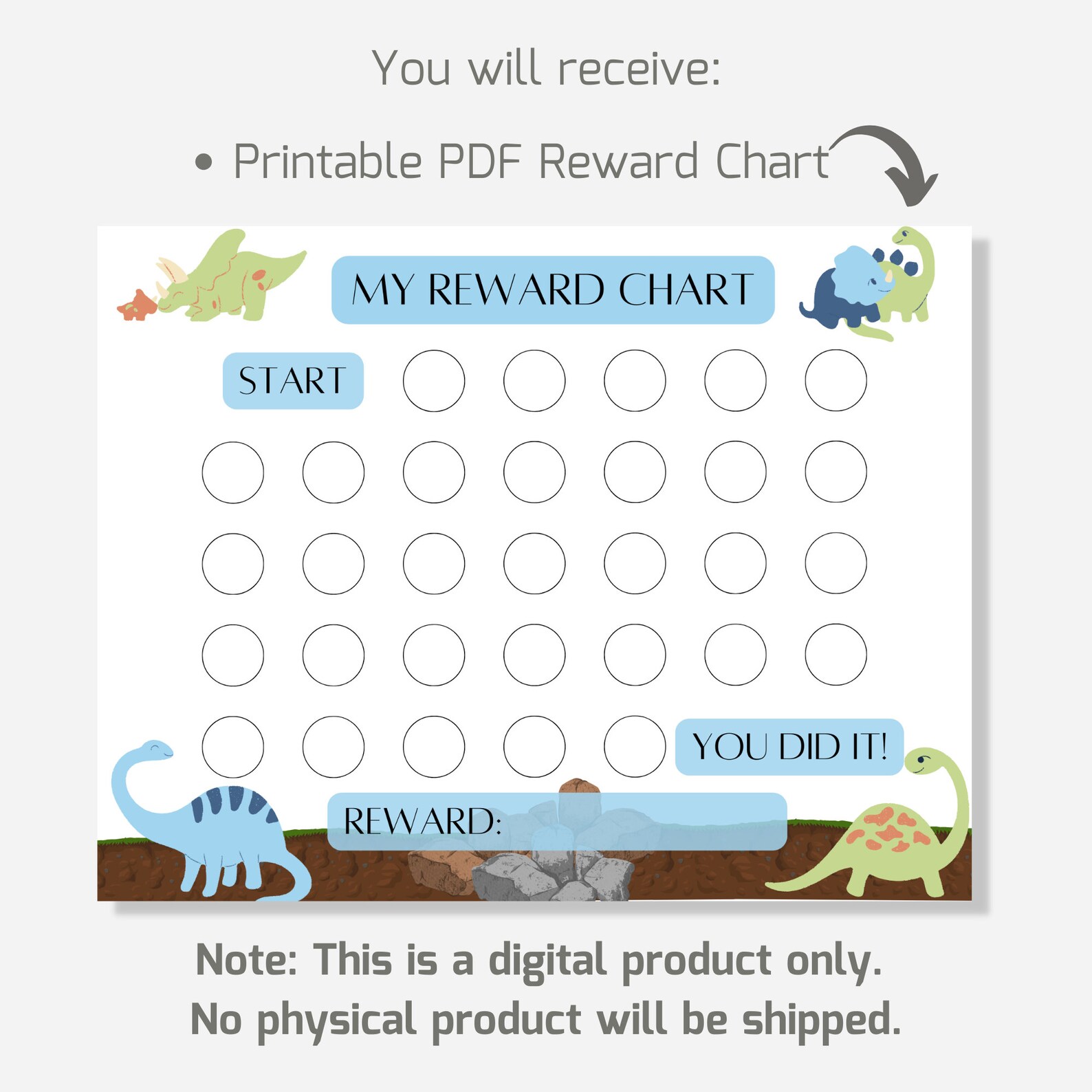 Dinosaur Reward Chart, Printable Sticker Chart, Dinosaur Chart, Routine ...