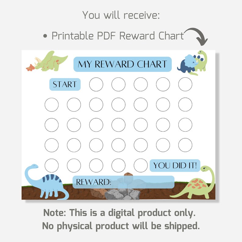 Dinosaur Reward Chart, Printable Sticker Chart, Dinosaur Chart, Routine ...