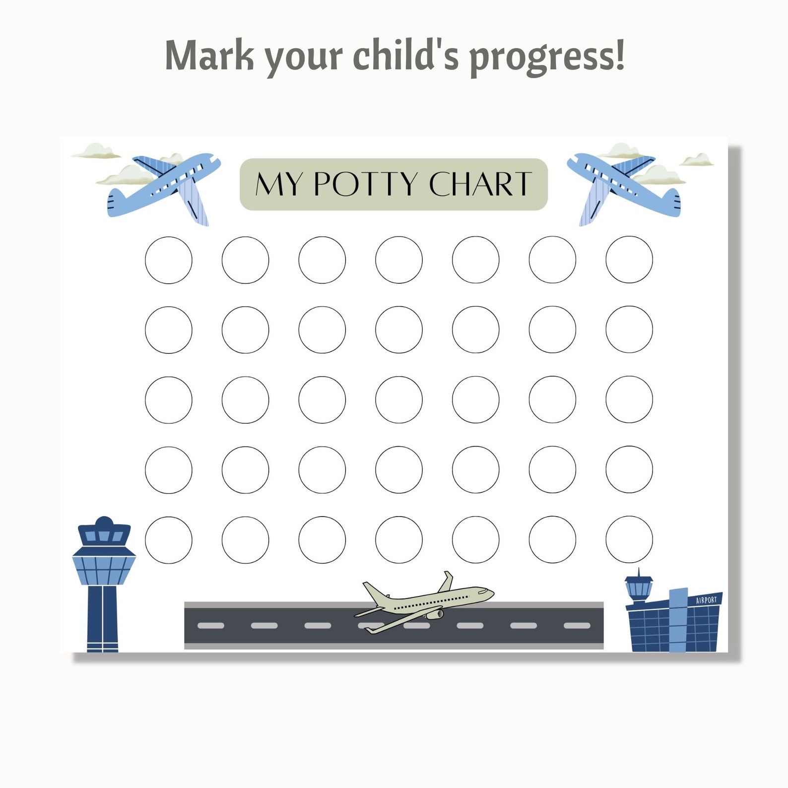 Airplane Potty Chart Potty Training Chart Sticker Potty - Etsy