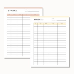 Printable Referral Tracker, Referral Contacts, Medical Referral Sheet ...