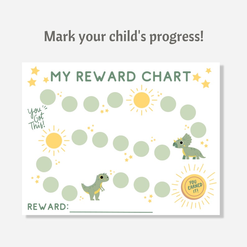 Dino Reward Chart Printable Dinosaur Sticker Chart Toddler - Etsy