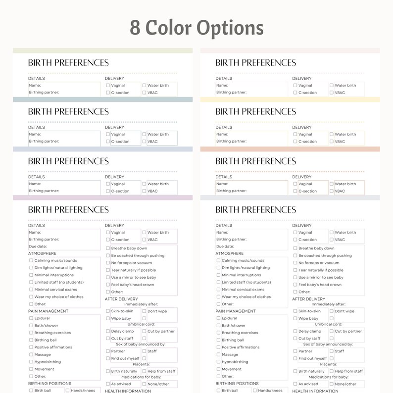 Birth Plan Template, Editable Birth Preferences, Printable Birth Plan ...